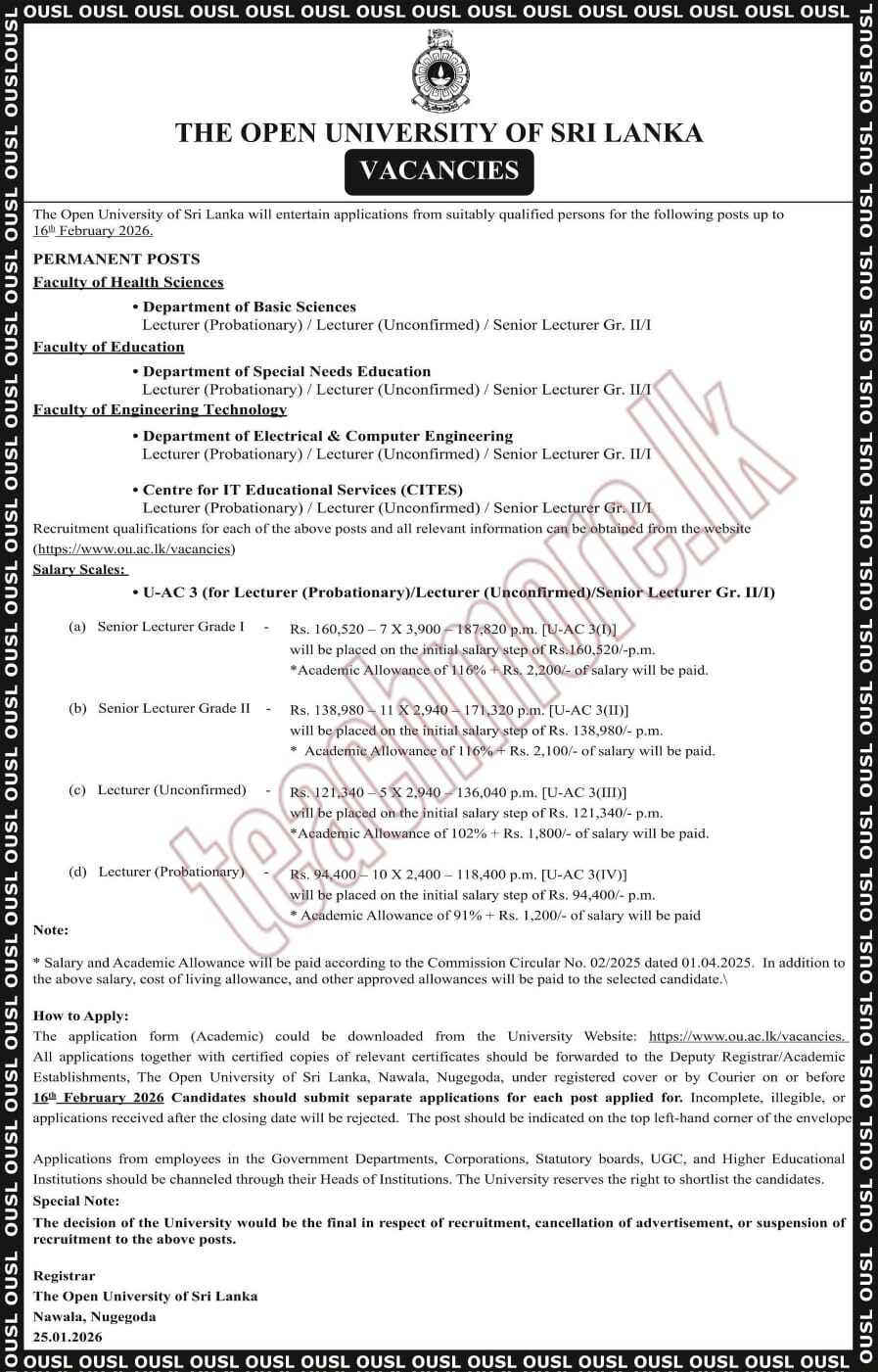 Open University Vacancies - TeachMore: SL Education, Vacancies, Courses ...