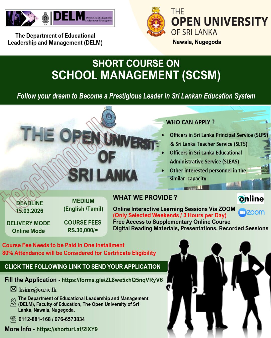 Short Course on School Management (Online) - TeachMore: SL Education ...